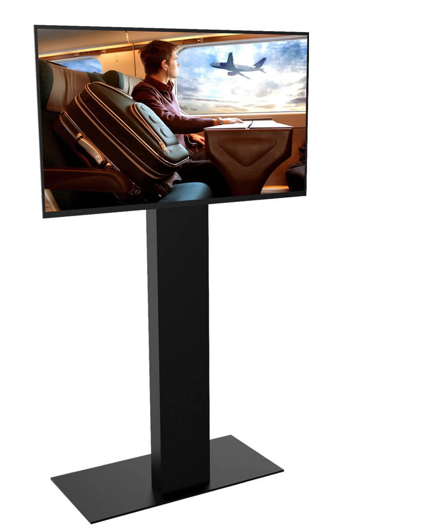 Totem TV 55 pouces avec support pied métal noir pour TV 4K